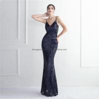 China 2023 New High Quality Evening Party Prom Women Dress Sequin Split Skirt Women Sexy Skinny Wedding Dress for sale