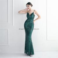 China 2023 New High Quality Evening Party Prom Women Dress Sequin Split Skirt Women Sexy Skinny Wedding Dress for sale
