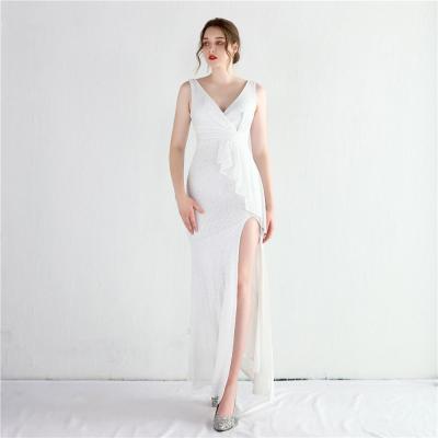 China China OEM High Quality Evening Party Prom Women Dress Sequin Split Skirt Women Sexy Skinny Wedding Dress for sale