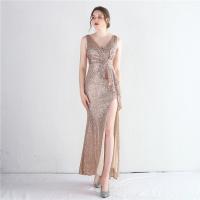 China China OEM High Quality Evening Party Prom Women Dress Sequin Split Skirt Women Sexy Skinny Wedding Dress for sale