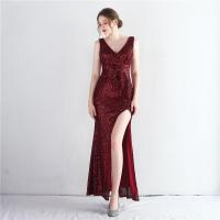 China China OEM High Quality Evening Party Prom Women Dress Sequin Split Skirt Women Sexy Skinny Wedding Dress for sale