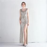 China China OEM High Quality Evening Party Prom Women Dress Sequin Split Skirt Women Sexy Skinny Wedding Dress for sale