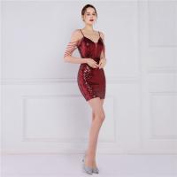 China China OEM High Quality Evening Party Prom Women Dress Sequin Slim Sheath Women Sexy Skinny Spaghetti Strap Wedding Dress for sale
