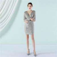 China China OEM High Quality Evening Party Prom Women Long-Sleeve Dress Sequin Slim Sheath Women Sexy Skinny Wedding Dress for sale
