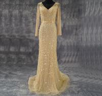 China High Quality Mermaid Long Sleeves Sequined Beading Evening Dress Sex Ball Dress Luxury Party Dress for sale
