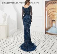 China High Quality Mermaid Long Sleeves Sequined Beading Evening Dress Sex Ball Dress Luxury Party Dress for sale