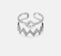 China 2021 Hot Luxury Wedding Ring Copper Platinum Plating Gold Plating Lovers Ring with Zircon for sale
