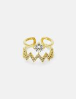 China 2021 Hot Luxury Wedding Ring Copper Platinum Plating Gold Plating Lovers Ring with Zircon for sale