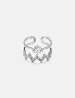 China 2021 Hot Luxury Wedding Ring Copper Platinum Plating Gold Plating Lovers Ring with Zircon for sale