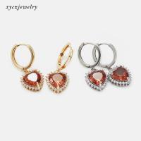 China 2021 New Earring Copper Platinum Plating Gold Plating with Heart Zircon for sale