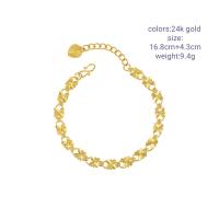 China 2021 New Bracelet Copper Alloy 24 K Gold Plating Four Leaf Cover Heart-Shaped for sale