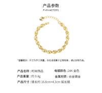 China 2021 New Bracelet Copper Alloy 24 K Gold Plating Four Leaf Cover Heart-Shaped for sale
