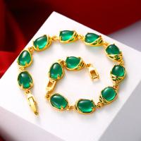 China 2021 New Bracelet Copper Alloy 24 K Gold Plating with Artificial Jasper for sale