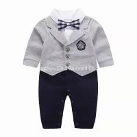 China 2021 Hot Selling Gentleman Long-Sleeved Handsome Knitted Cotton Romper Baby Boys Wear for sale