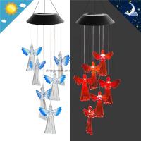 China LED Solar Light Hummingbird Wind Chime Changing Color Waterproof Six Hummingbird Wind Chimes for Home Party Outdoor Night Garden Decoration for sale
