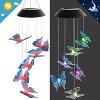 China LED Solar Light Hummingbird Wind Chime Changing Color Waterproof Six Hummingbird Wind Chimes for Home Party Outdoor Night Garden Decoration for sale
