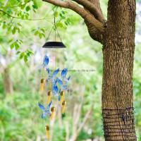 China LED Solar Light Hummingbird Wind Chime Changing Color Waterproof Six Hummingbird Wind Chimes for Home Party Outdoor Night Garden Decoration for sale