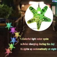 China LED Solar Light Ball Wind Chime Changing Color Waterproof Star Heart Wind Chimes for Home Party Outdoor Night Garden Decoration for sale