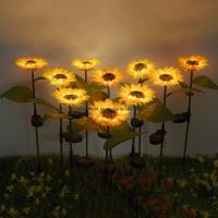 China Solar Waterproof Flowers Landscape Decorative Sunflower Lamps Solar LED Garden Sunflower Stake Lights Outdoor for sale