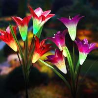 China Garden Decoration LED Solar Lily Colorful Lights Solar Flower Landscape Courtyard Lawn Lamp for sale