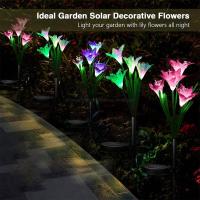China Garden Decoration LED Solar Lily Colorful Lights Solar Flower Landscape Courtyard Lawn Lamp for sale