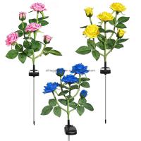 China 2021 Amazon Hot Sales Solar Rose LED Flower Light Multicolor Rose Outdoor Waterproof Garden Decorative Lamp for sale