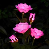 China 2021 Amazon Hot Sales Solar Rose LED Flower Light Multicolor Rose Outdoor Waterproof Garden Decorative Lamp for sale