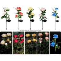 China 2021 Amazon Hot Sales Solar Rose LED Flower Light Multicolor Rose Outdoor Waterproof Garden Decorative Lamp for sale