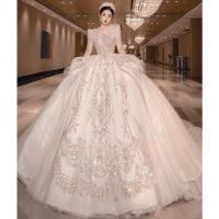 China Customized OEM High Quality Wedding Dress Bridal Dress Shine Stone Lace Dress for sale