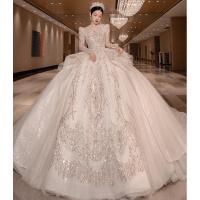 China Customized OEM High Quality Wedding Dress Bridal Dress Shine Stone Lace Dress for sale