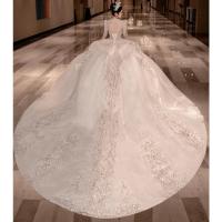 China Customized OEM High Quality Wedding Dress Bridal Dress Shine Stone Lace Dress for sale