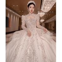 China Customized OEM High Quality Wedding Dress Bridal Dress Shine Stone Lace Dress for sale