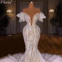 China Customized Bridal Dress Pearl Wedding Dress Bride Gowns Trailing Vestido De Noiva for sale