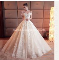 China 2021 Hot Selling Bridal Dress Flowers Lace Wedding Dress Bride Gowns Trailing Vestido De Noiva for sale