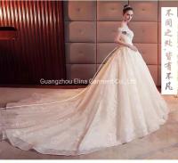 China 2021 Hot Selling Bridal Dress Flowers Lace Wedding Dress Bride Gowns Trailing Vestido De Noiva for sale