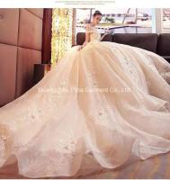 China 2021 Hot Selling Bridal Dress Flowers Lace Wedding Dress Bride Gowns Trailing Vestido De Noiva for sale