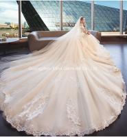 China 2021 Hot Selling Bridal Dress Fluffy Lace Wedding Dress Bride Gowns Trailing Vestido De Noiva for sale