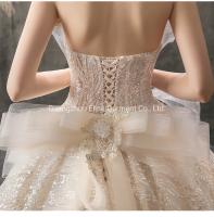 China 2021 Western Strapless Hot Selling Bridal Dress Lace Wedding Dress Bride Gowns Trailing Vestido De Noiva for sale