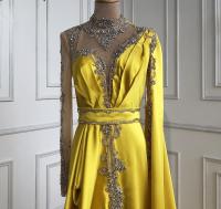 China 2021 New Western Hot Selling Sequined Sex Beading Ball Dress Satin Evening Party Frock Bridesmaid Gowns Plus Size for sale