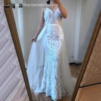 China 2021 Western Hot Selling Embroidery Lace Bridal Dress Sequined Mermaid Bridesmaid Gowns Plus Size Vestido De Noiva for sale