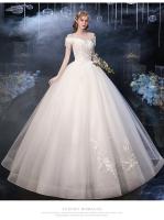 China 2021 Western Strapless New Hot Selling Bridal Dress Lace Wedding Dress Bride Gowns Trailing Vestido De Noiva for sale