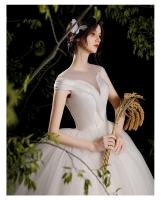China 2021 New Hot Western Strapless Bridal Dress Lace Wedding Dress Bride Gowns Trailing Vestido De Noiva for sale