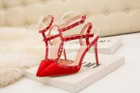 China European New Fashion Style Stiletto Heels Sexy Unique Pointed Rivet Women High Heel Shoes Pumps Bride Shoes for sale