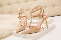 China European New Fashion Style Stiletto Heels Sexy Unique Pointed Rivet Women High Heel Shoes Pumps Bride Shoes for sale