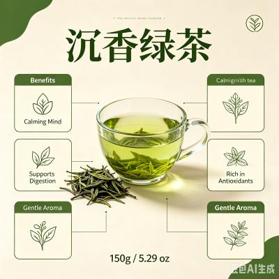 China Premium 150g Wild Agarwood Green Tea, Natural Organic Oud Leaf Blended Loose Tea, Stress Relief Healthy Daily Drink for sale