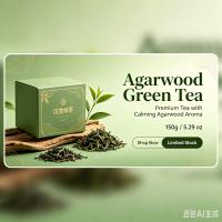 China Premium 150g Wild Agarwood Green Tea, Natural Organic Oud Leaf Blended Loose Tea, Stress Relief Healthy Daily Drink for sale