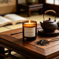 China Ancient Pu'er Scented Soy Candle Chinese Tea Aromatherapy Home Fragrance Gift for sale