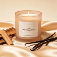 China Silk Sandalwood Scented Soy Candle Soft Woody Home Fragrance Gift for sale