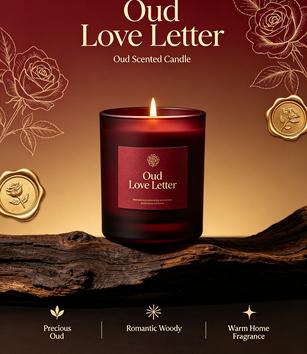 China Oud Love Letter Luxury Scented Candle Natural Soy Wax Home Fragrance Gift for sale