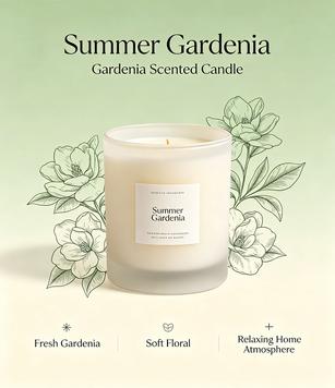 China Summer Gardenia Candle, White Floral Candle, Fresh Summer Scent, Luxury Home Fragrance, Elegant Decor Candle, Gift For Her for sale